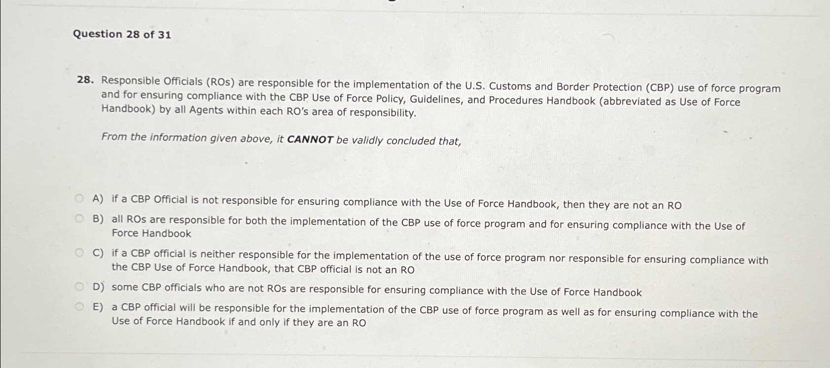 Solved Question 28 ﻿of 3128. ﻿Responsible Officials (ROs) | Chegg.com