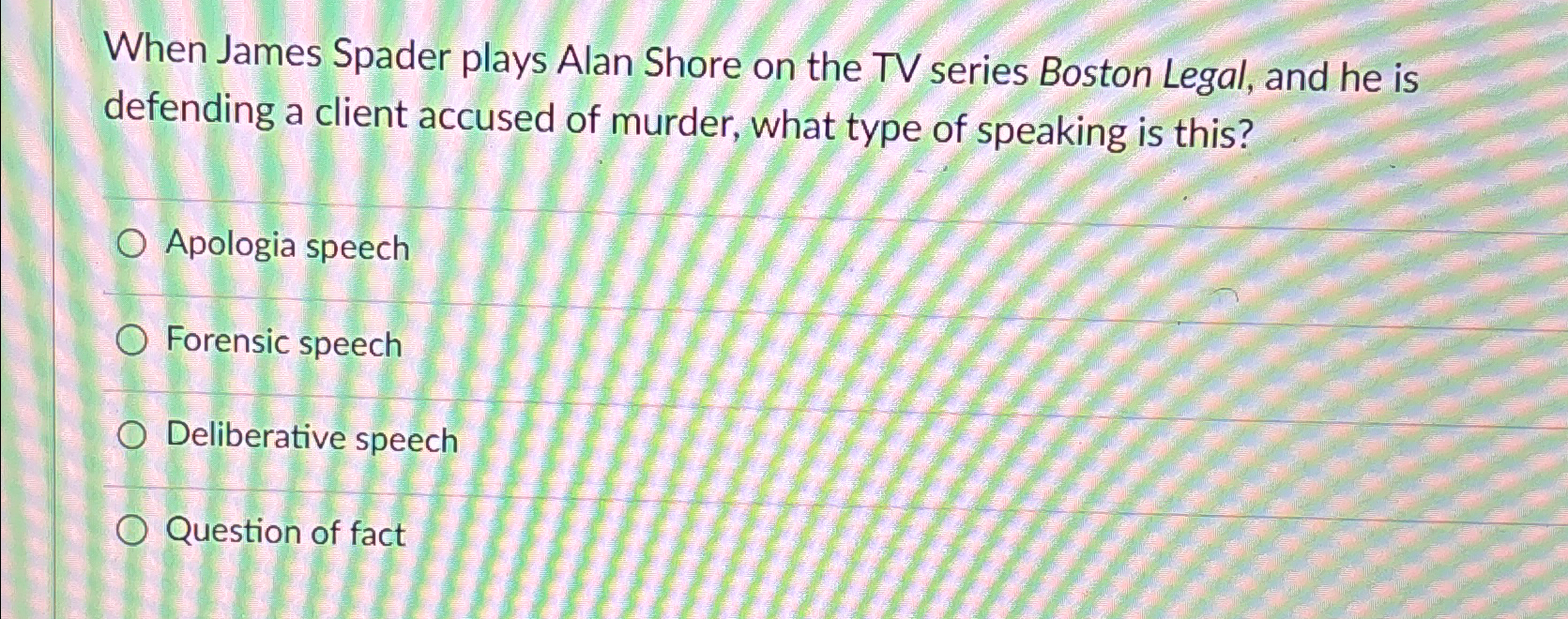 Solved When James Spader plays Alan Shore on the TV series | Chegg.com