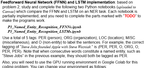 Solved Feedforward Neural Network (FFNN) ﻿and LSTM | Chegg.com
