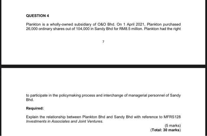 Solved QUESTION 4 Plankton is a wholly-owned subsidiary of | Chegg.com