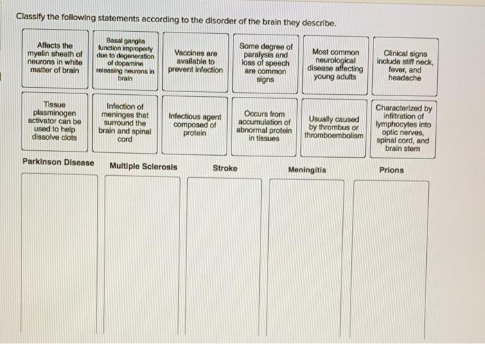 Solved Classify the following statements according to the | Chegg.com