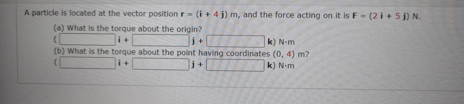 Solved A particle is located at the vector position r = (i + | Chegg.com