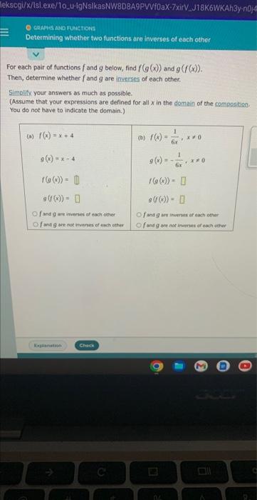 Solved For each pair of functions f and g below, find | Chegg.com