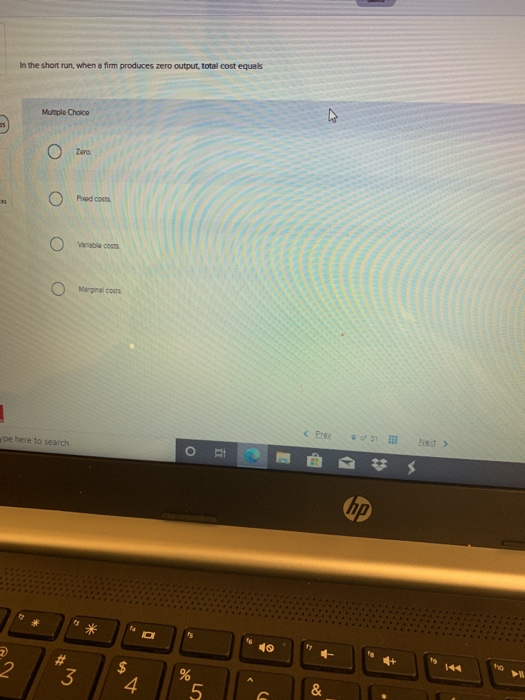 Solved In the short run, when a firm produces zero output, | Chegg.com