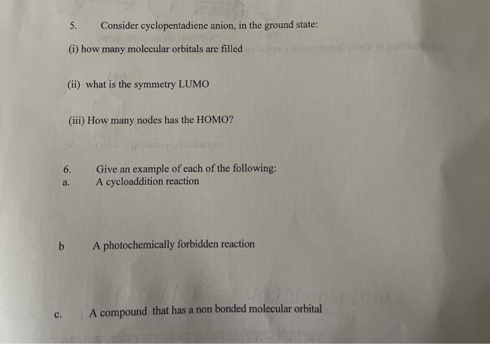Solved Consider cyclopentadiene anion, in the ground state: | Chegg.com