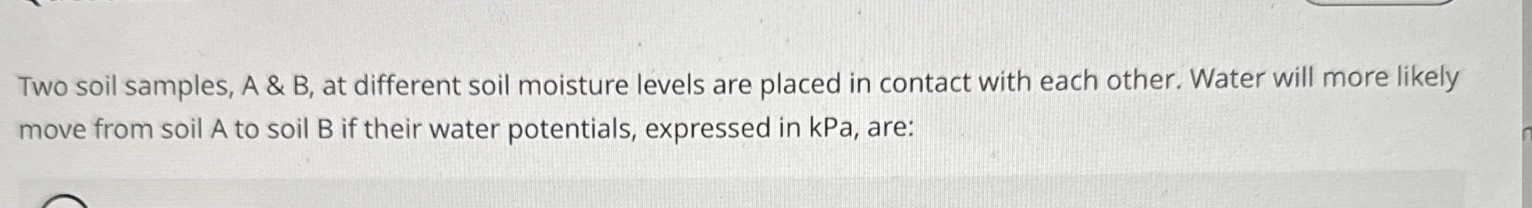 Solved Two soil samples, A & B, ﻿at different soil moisture | Chegg.com