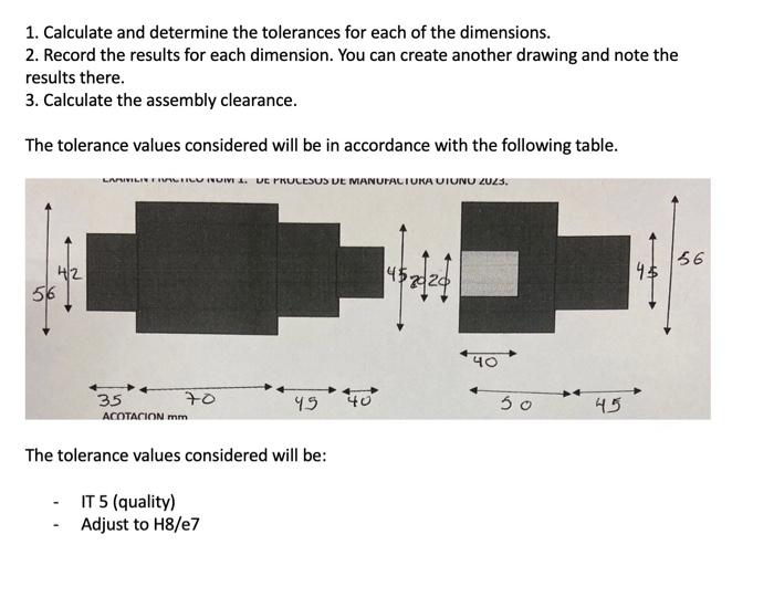 Solved 1. Calculate and determine the tolerances for each of | Chegg.com