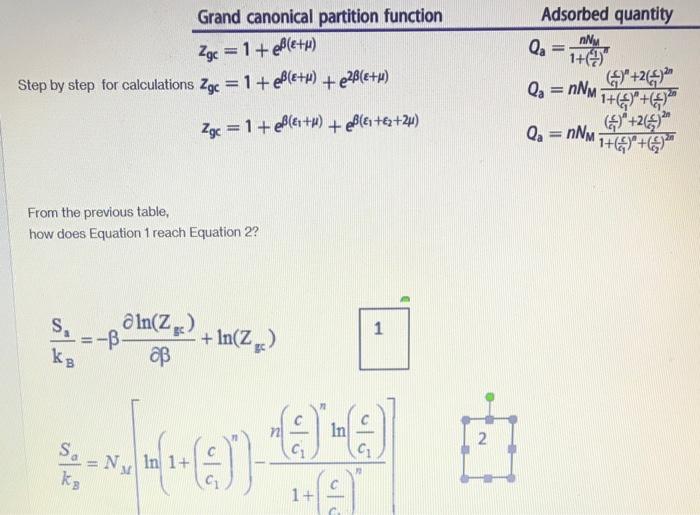 Solved Grand canonical partition function Zgc = 1+ Ble+r) | Chegg.com