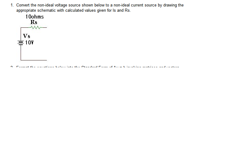Solved Convert the non-ideal voltage source shown below to a | Chegg.com