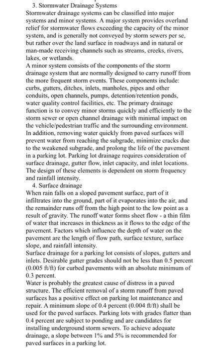 Solved 3. Stormwater Drainage Systems Stormwater drainage | Chegg.com