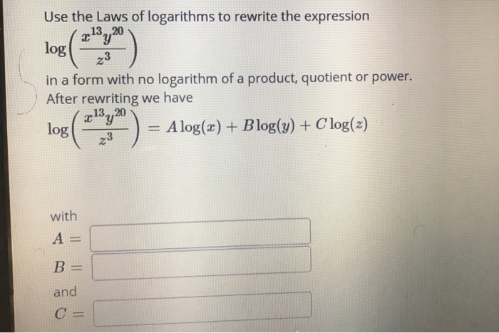 Solved Use the Laws of logarithms to rewrite the expression | Chegg.com
