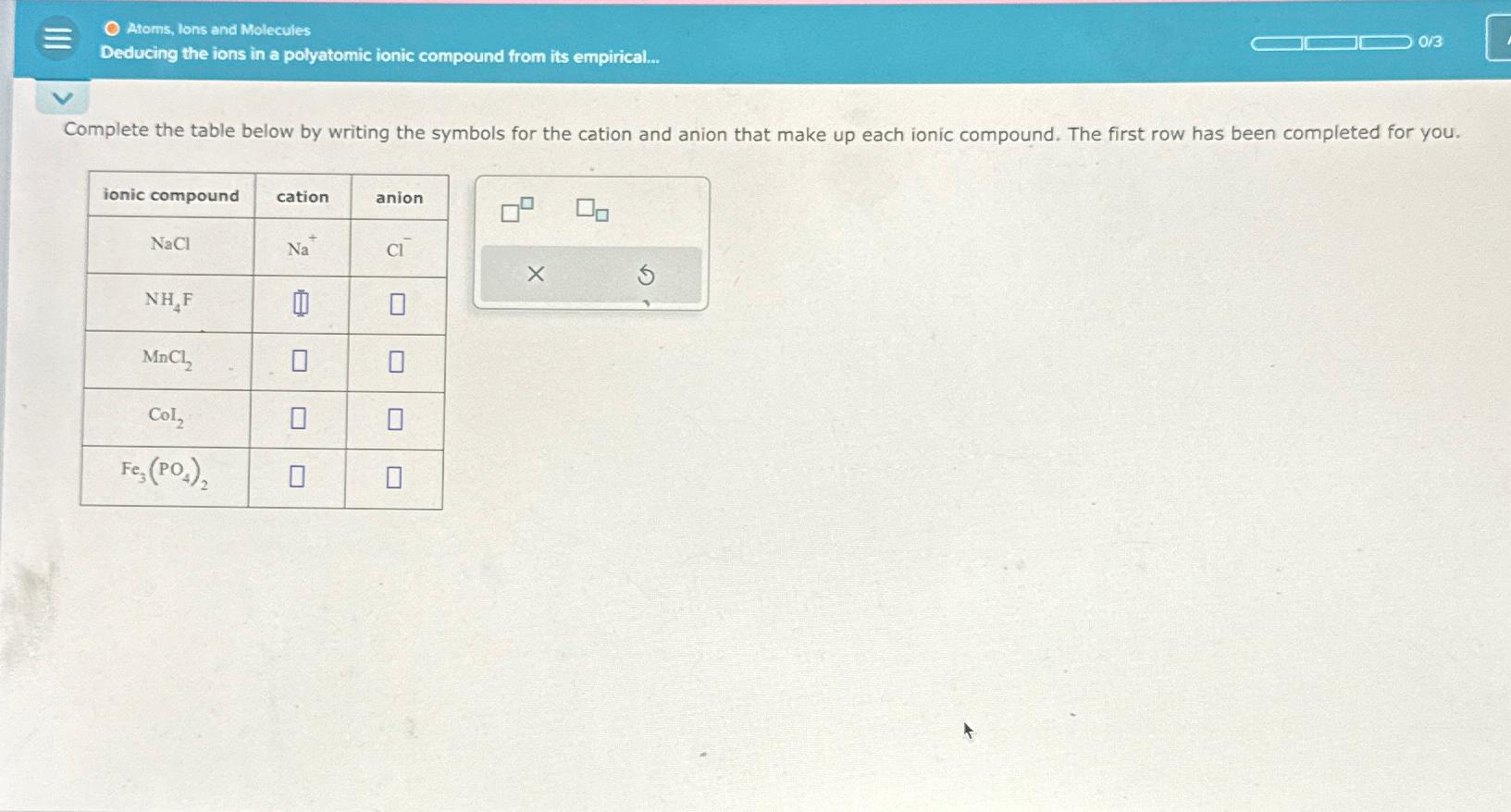 Solved Atoms, lons and MoleculesDeducing the ions in a | Chegg.com