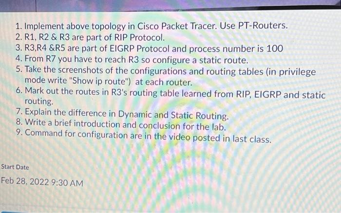 1. Implement above topology in Cisco Packet Tracer. | Chegg.com