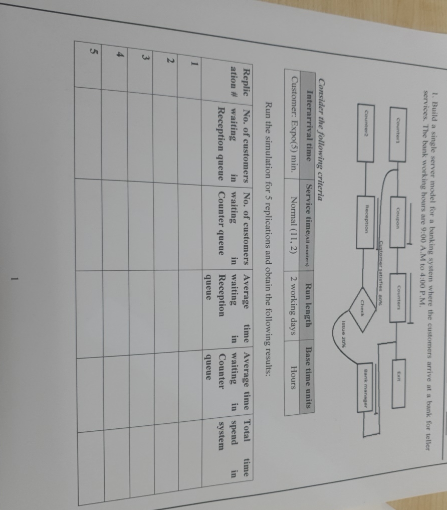 Build a single server model for a banking system | Chegg.com