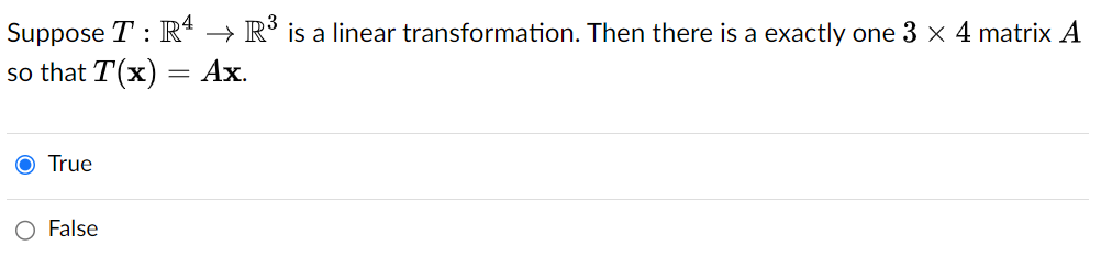 Solved Suppose T:R4→R3 ﻿is a linear transformation. Then | Chegg.com