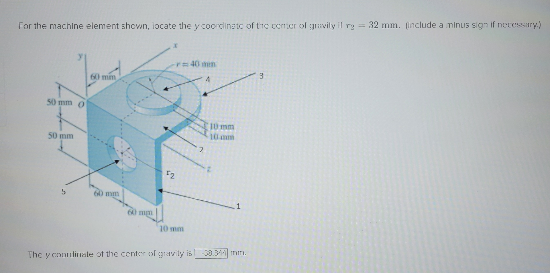 Solved For the machine element shown, locate the y | Chegg.com