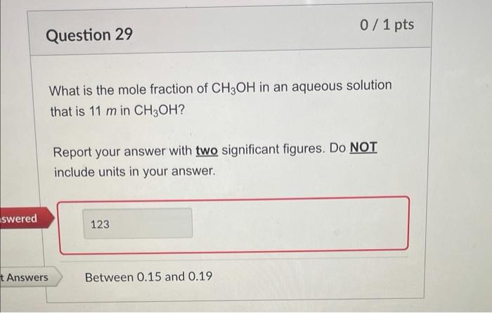 Solved What is the mole fraction of CH3OH in an aqueous | Chegg.com
