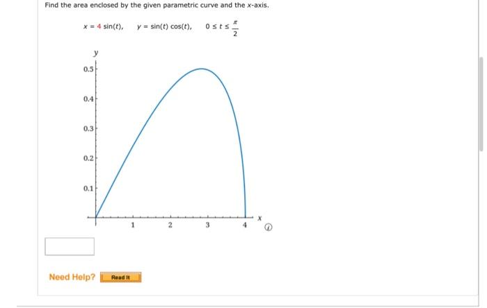 Solved Find the area enclosed by the given parametric curve | Chegg.com