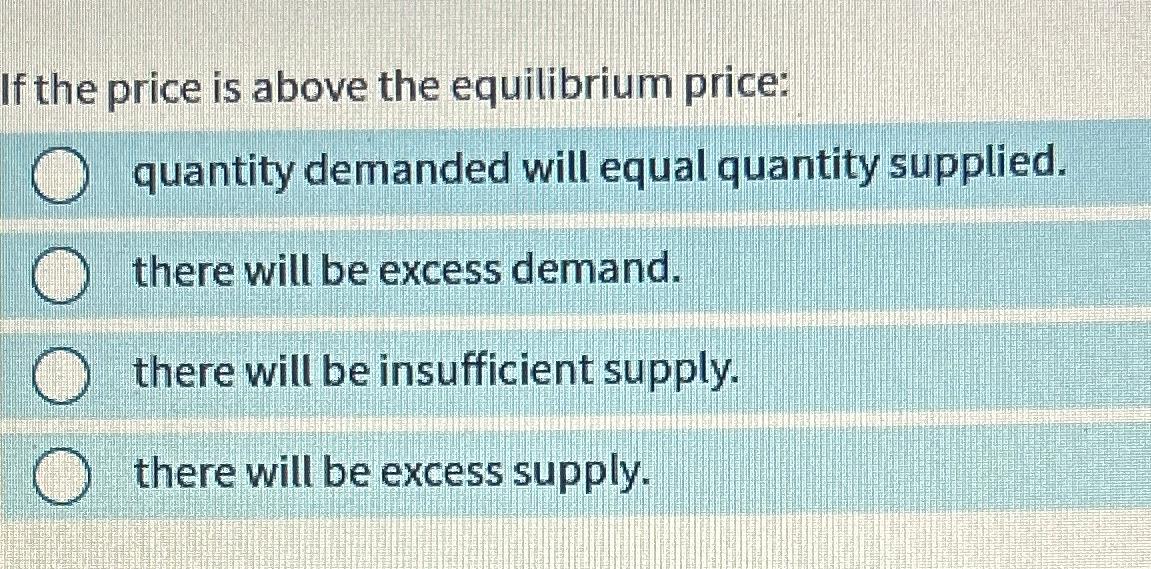 Solved If the price is above the equilibrium price:quantity | Chegg.com