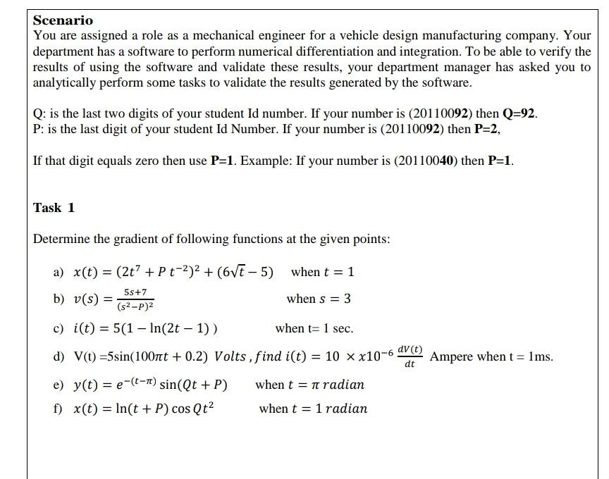 Solved Scenario You are assigned a role as a mechanical | Chegg.com