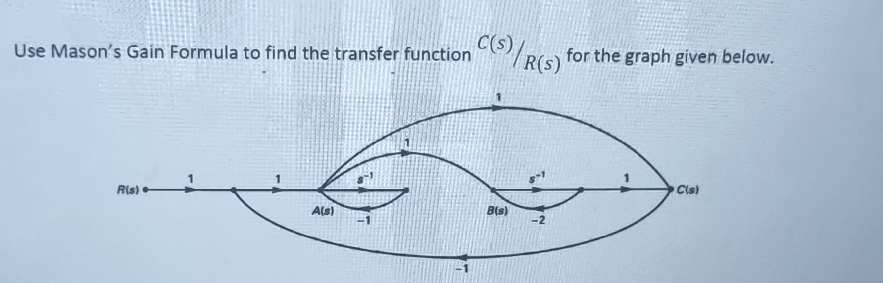 Solved Use Mason's Gain Formula to find the transfer | Chegg.com