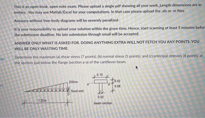 Solved This is an open book, open note exam. Please upload a | Chegg.com