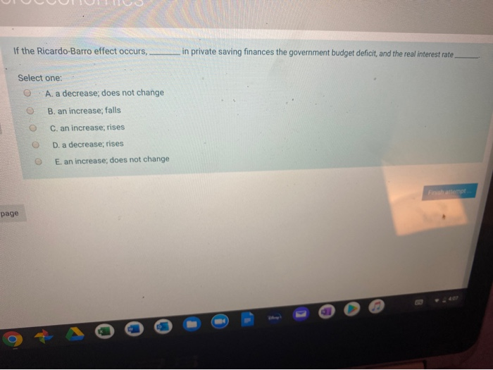 Solved If the Ricardo-Barro effect occurs, in private saving | Chegg.com