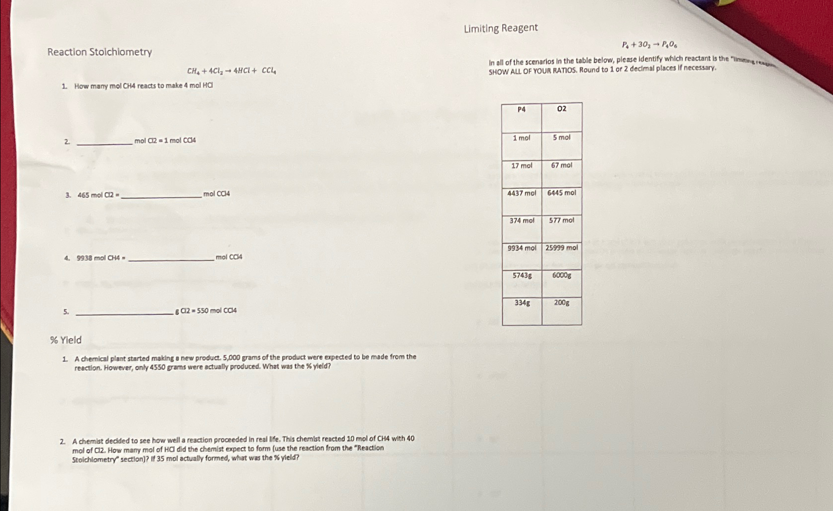 Solved Limiting ReagentReaction | Chegg.com