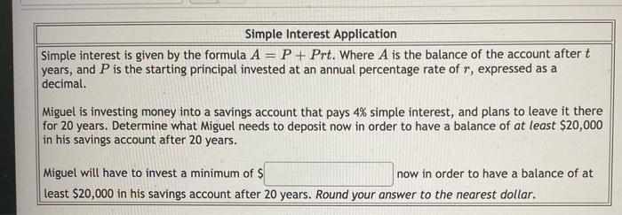 Solved Simple Interest Application Simple interest is given | Chegg.com
