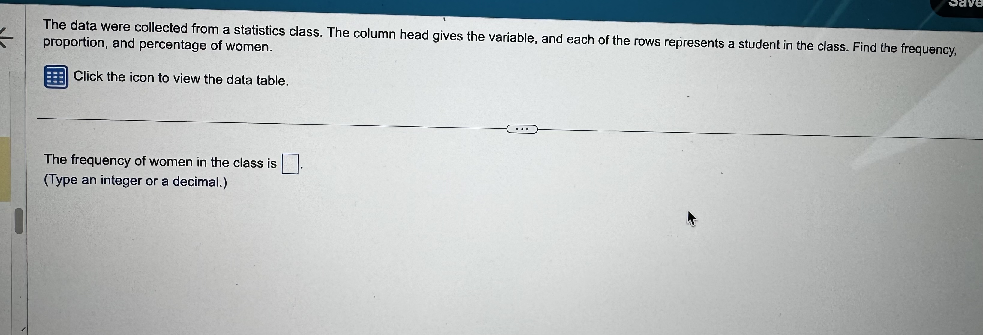 Solved The data were collected from a statistics class. The | Chegg.com