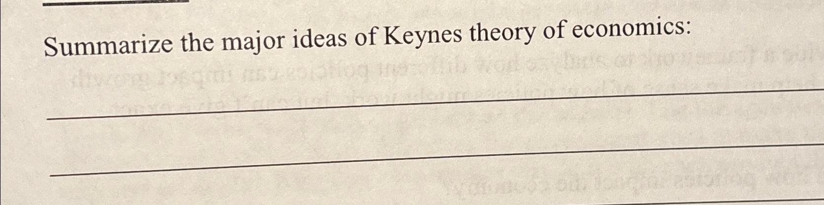 Solved Summarize the major ideas of Keynes theory of | Chegg.com