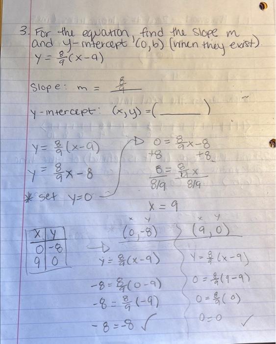 Solved 3. For the equation, find the slope m and y-intercept | Chegg.com
