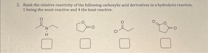 Solved Rank the relative reactivity of the following | Chegg.com
