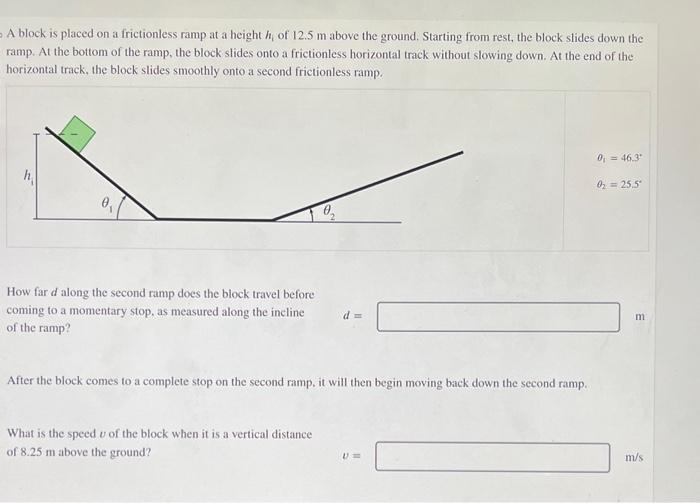 Solved A block is placed on a frictionless ramp at a height | Chegg.com