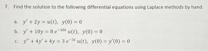 Solved 7. Find the solution to the following differential | Chegg.com