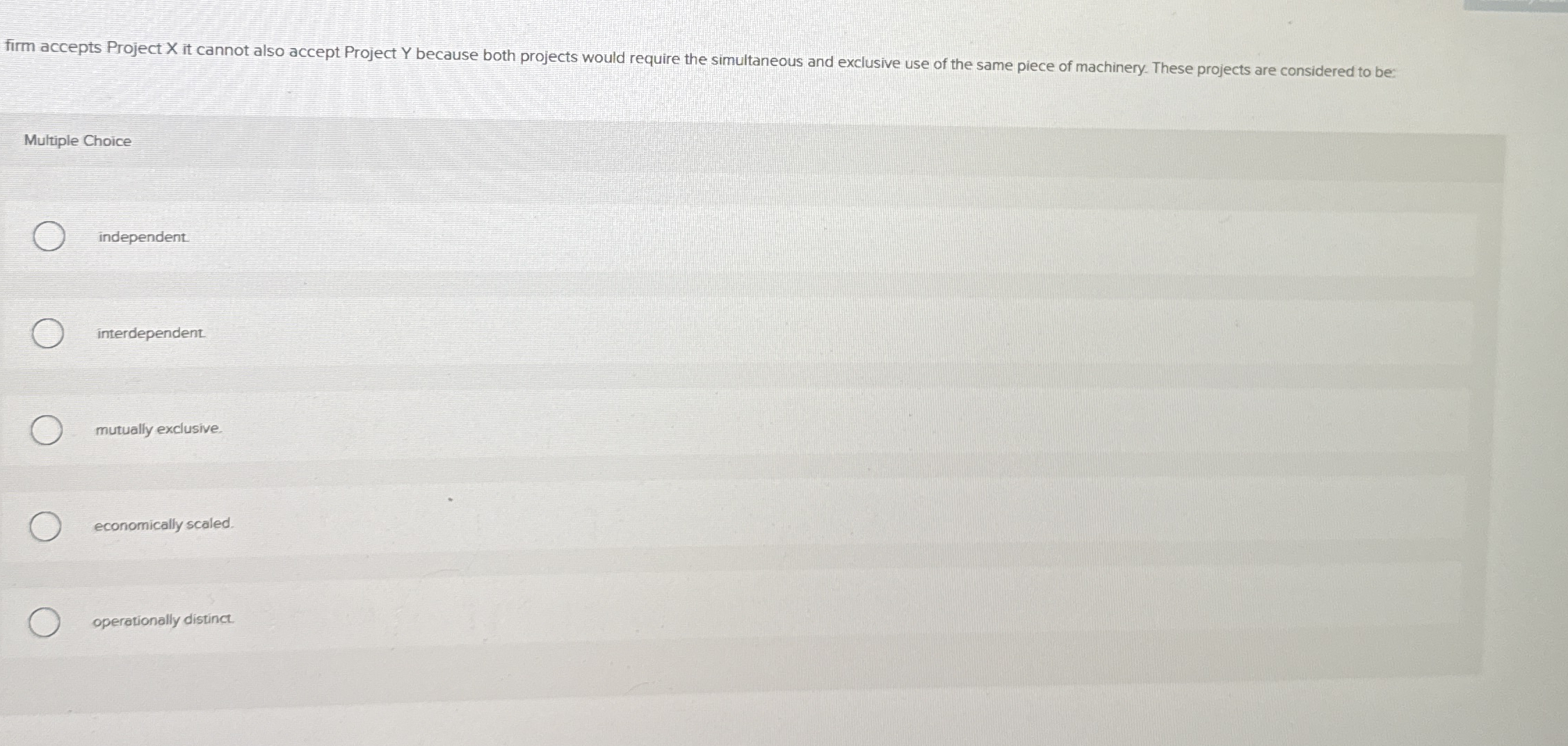 Solved firm accepts Project x ﻿it cannot also accept Project | Chegg.com