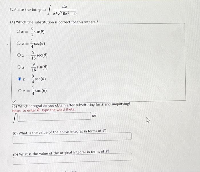 Solved Evaluate the integral: \\( \\int \\frac{d x}{x^{4} | Chegg.com