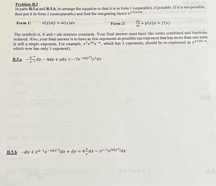 Solved Problem B.5 In parts B.5.a and B.5.b, re-arrange the | Chegg.com Solved Problem B.5 In parts B.5.a and B.5.b, re-arrange the | Chegg.com