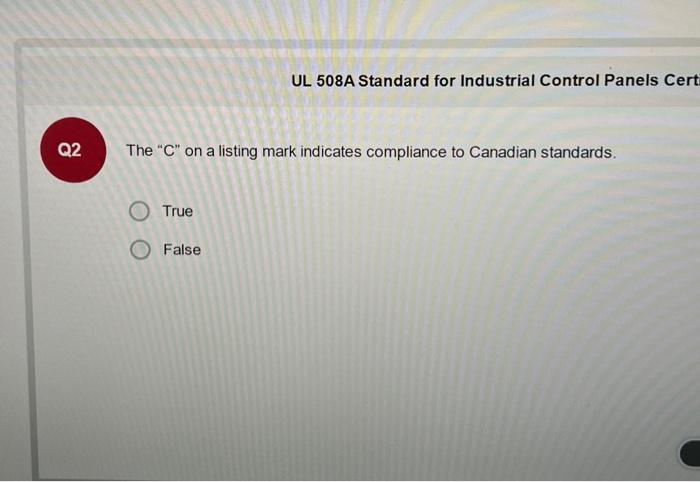 Solved UL 508A Standard for Industrial Control Panels Cert | Chegg.com
