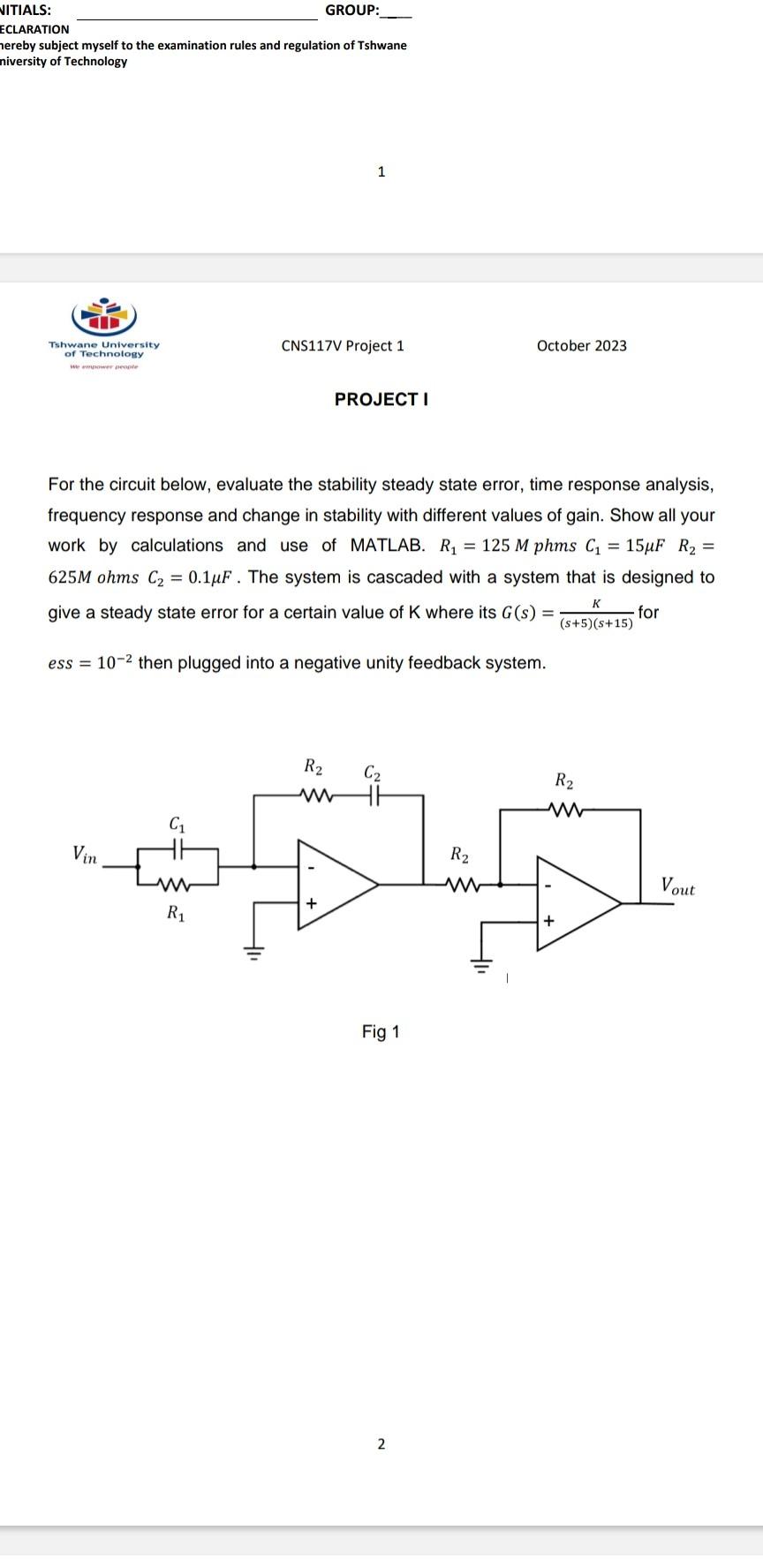 Solved For the circuit below, evaluate the stability steady | Chegg.com