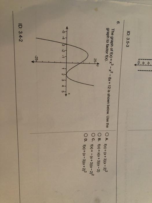 Solved -6 -8- ID: 3.5-3 6. The graph of f(x) = x - x2 - 8x + | Chegg.com