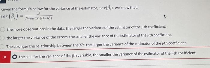 Solved Given the formula below for the variance of the | Chegg.com