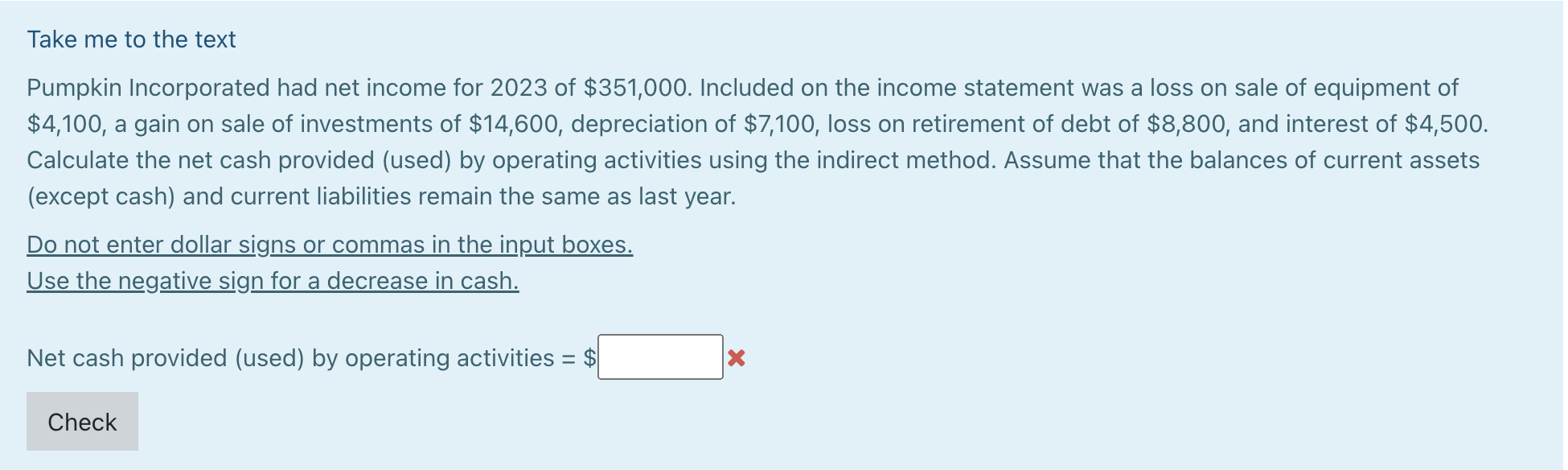 Solved Take me to the textPumpkin Incorporated had net | Chegg.com