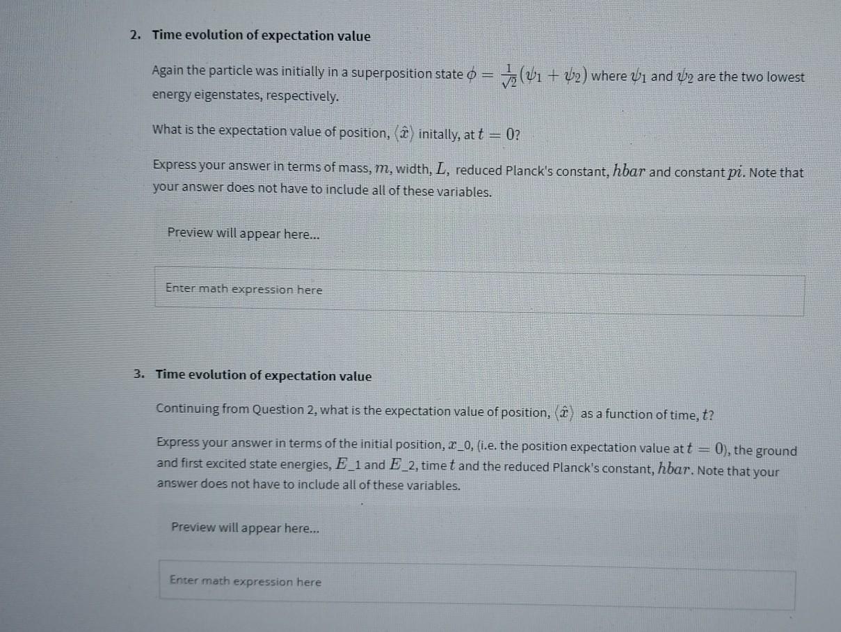 Solved 2. Time evolution of expectation value Again the | Chegg.com