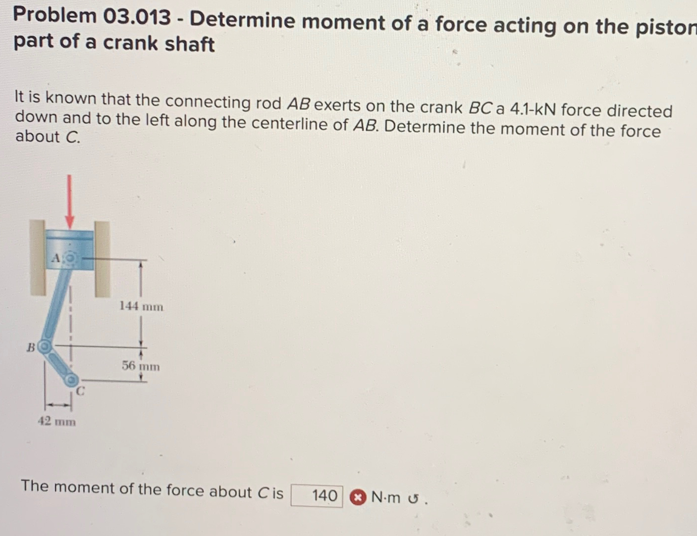 Solved Problem 03.013 - ﻿Determine moment of a force acting | Chegg.com