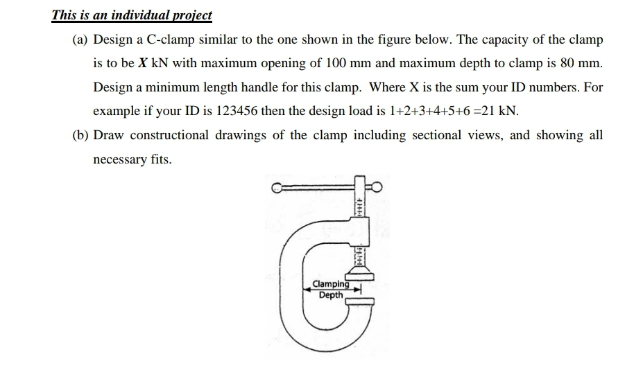 Solved (a) ﻿Design a C-clamp similar to the one shown in the | Chegg.com