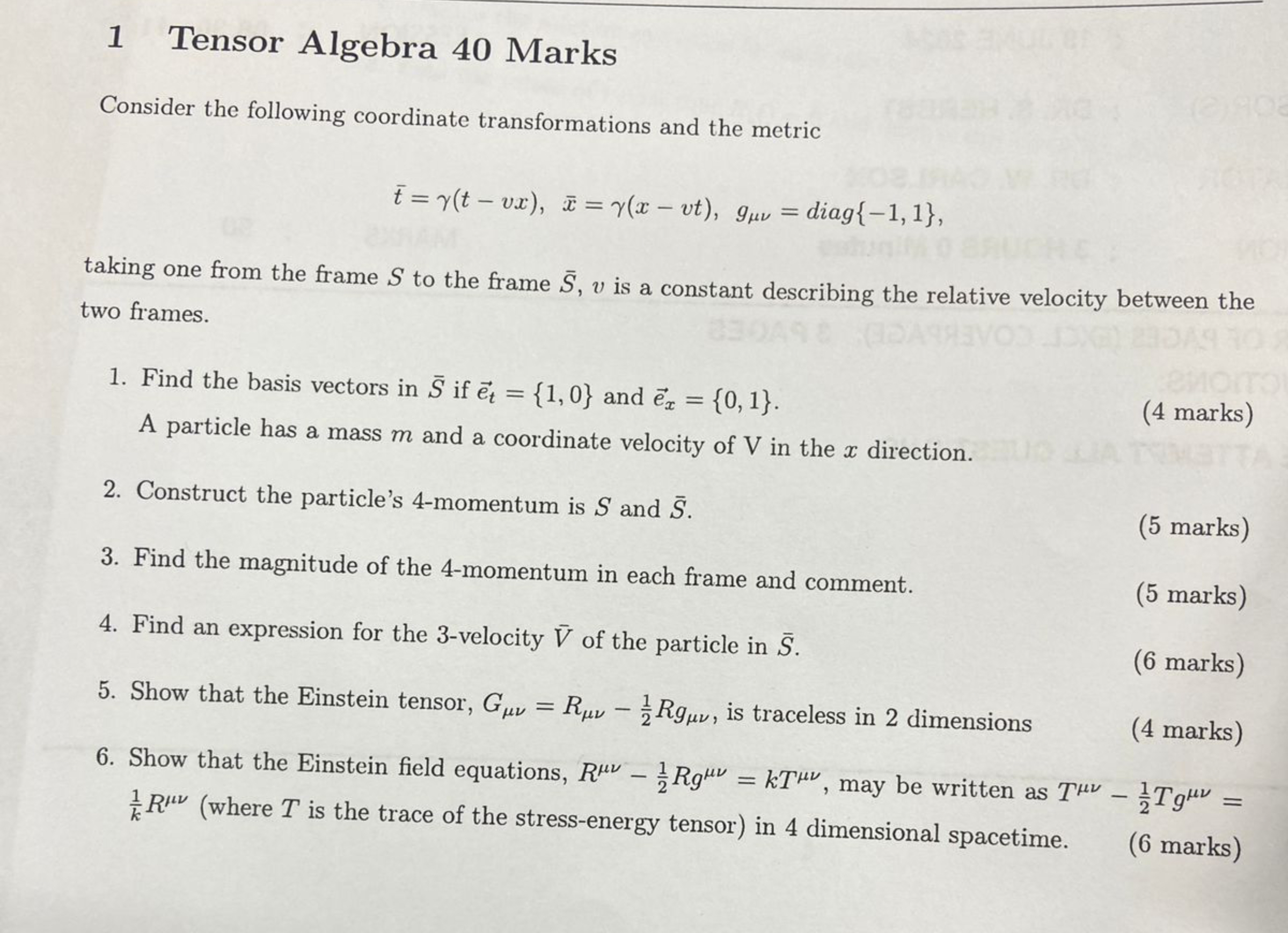 Solved 1 ﻿Tensor Algebra 40 ﻿MarksConsider the following | Chegg.com