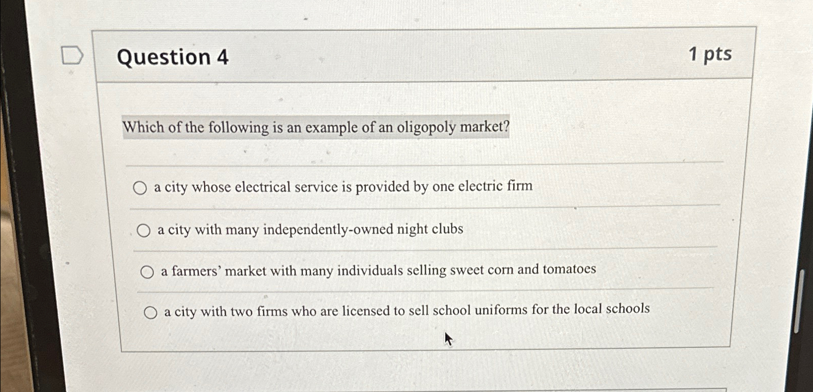 Solved Question 41 ﻿ptsWhich of the following is an example | Chegg.com