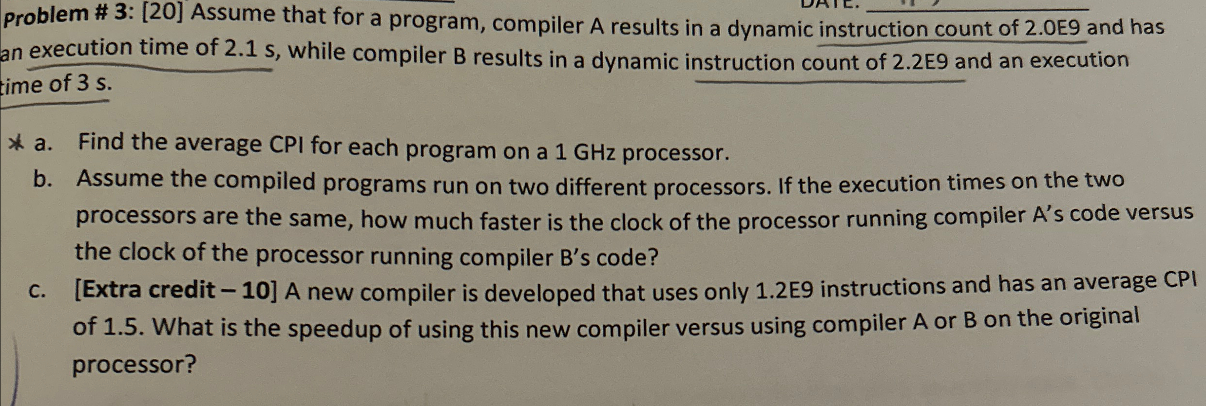 Solved Problem 3 [20] ﻿assume That For A Program