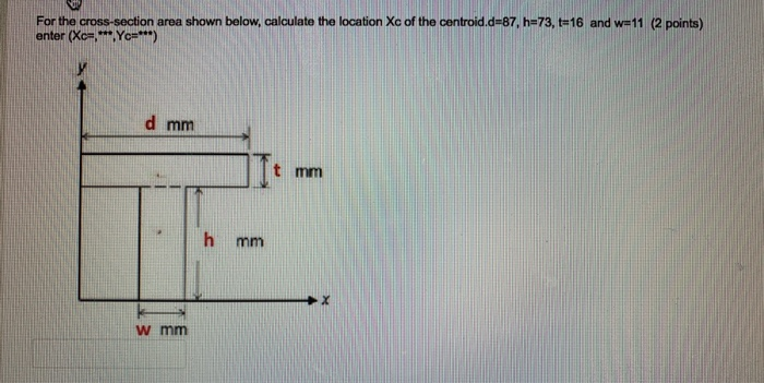 Solved For the cross-section area shown below, calculate the | Chegg.com